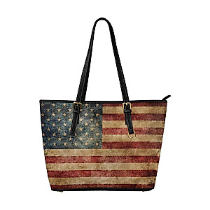 InterestPrint Top Handle Satchel HandBags Shoulder Bags Tote Bags Purse American Flag Background