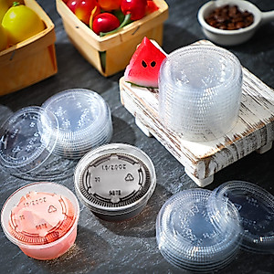 2000 Pcs Portion Cups Lids Disposable Plastic Portion Cup Lids Fits Portion Cups Sizes 1.5 oz to 2 oz for Condiment Cups Beverage Cups, Clear