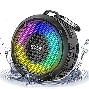 PEYOU IPX7 Waterproof Speaker, Bluetooth Shower Speaker 5.0 Waterproof with Suction Cup, Playtime RGB Lights, 360° Surround Sound Rich Bass for Outdoors, Mini Speaker for Beach/Hiking/Travel/Pool