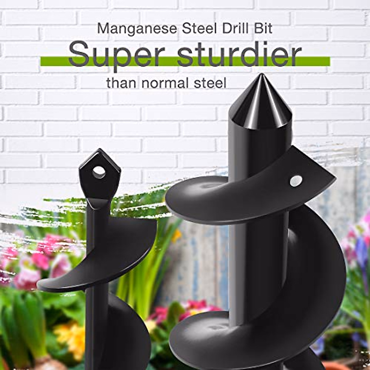 WORKPRO 2-Piece Auger Drill Bit, 1.6"x 9" and 3"x12" Garden Auger Spiral Drill Bit for 3/8" Hex Drive Drill, Hole Digger