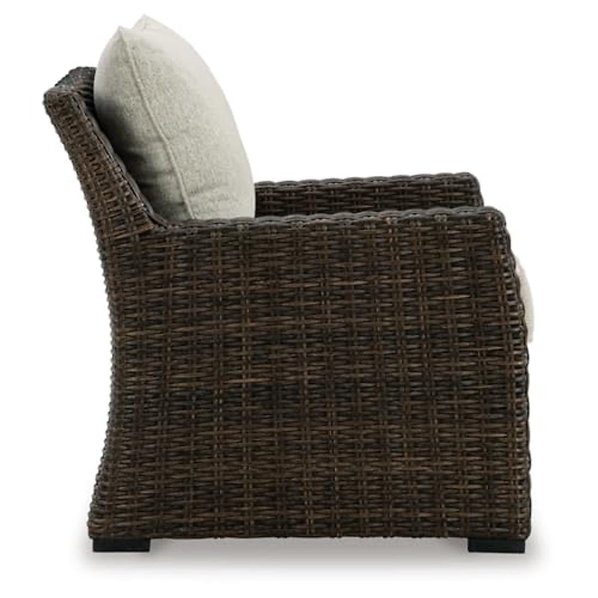 Signature Design by Ashley Brook Ranch Casual Weather Resistant Outdoor Lounge Chair with Cushion, Dark Brown & Beige