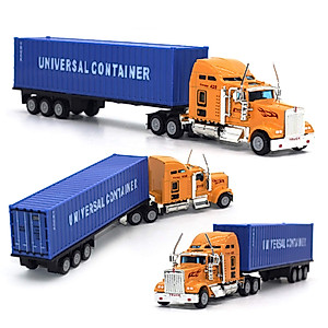 1/65 Alloy Diecast Container Truck Model Toy, Engineering Vehicle for Kids