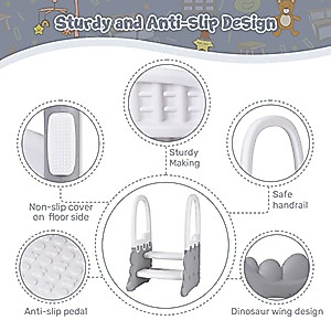 Toddler Step Stool for Bathroom Sink, Ronipic 2 Step Stools for Kids, Anti-Slip Stool for Kitchen Counter, Potty Training Toilet Stool with Handrail