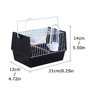iplusmile Metal Bird Carrier Travel Cage Portable Bird Cage Travel Parrot Cage Parrot Cage Outing Bird Carrying Cage for Bird Cockatiel Conure Parakeet, Black 21x12x14cm