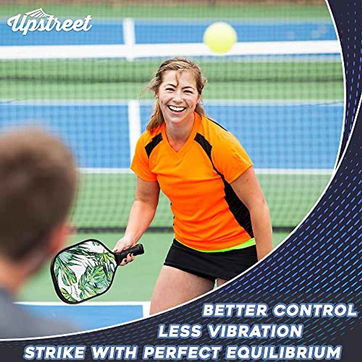 Upstreet Graphite Pickleball Paddle Set of 2 | Pickle Paddle Pickleball Set | Pickleball Rackets Include Padded Cover, Lightweight Honeycomb Composite Pickleball Paddles for Women & Men, Paddle Racket