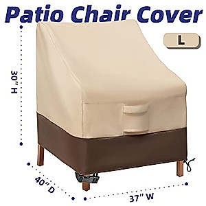 Lafaso Patio Chair Cover for Outdoor Furniture, 600D Heavy Duty Oxford Cloth Chair Covers Waterproof, Heavy Duty Deep Seat Outdoor Chair Cover Set of 4 (Beige/Brown, Large)