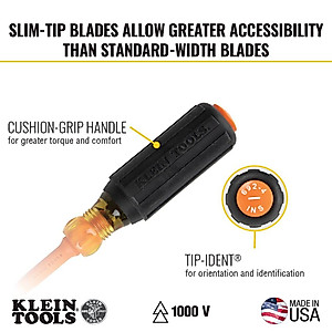 Klein Tools 94130 1000V Insulated Screwdriver Tool Set with #2 Phillips and 1/4-Inch Cabinet Slim Tips, 2 Pliers and Wire Stripper