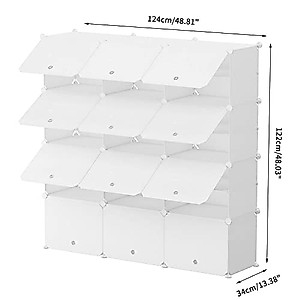 HOMEYFINE Shoe Racks, Portable Shoe Storage Organizers, Modular Cabinet Cube for Space Saving, Shelves for Shoes Boots Slippers, White(3/7)