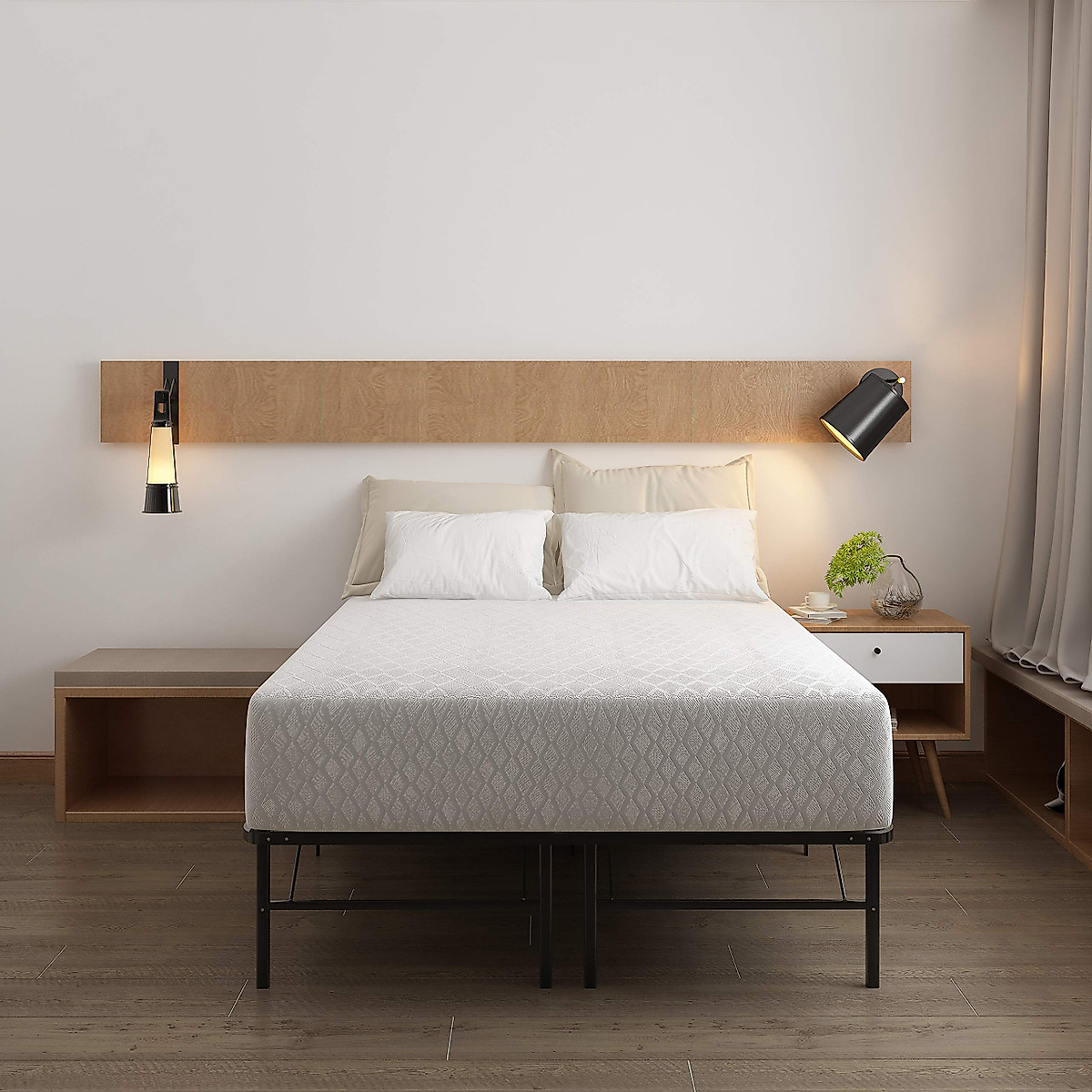 Ashley Furniture Signature Design - 12 Inch Chime Express Memory Foam Mattress - Bed in a Box - Full- White & Better Than a Boxspring Mattress Riser - Under Bed Storage Space - Full - Gray