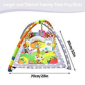 KAKIBLIN Baby Play Gym Mat, 4 in 1 Tummy Time Activity Play Mats for Baby with 5 Detachable Toys, Foldable Baby Playmats Floor Gyms for Easy Transport, Playpen Function, 80 x 70 CM, Purple