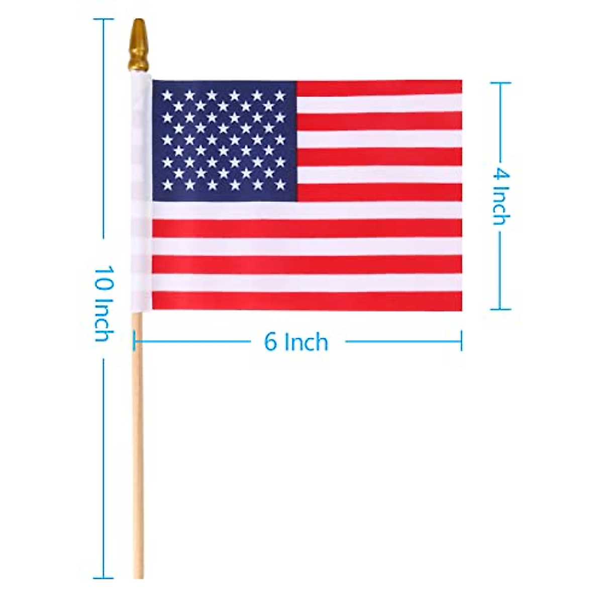 Small American Flags on Stick, 50 Pcs Fourth of July Decorations Outdoor 4''x6'' USA Flag, 4th of July Flags American Flag Small With Wooden Stick,Mini Flags for Outside Patriotic Decor for Yard Patio