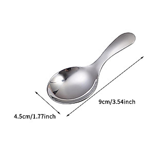 6pcs Stainless Steel Short Handle Spoons, 3.54x1.77inch Round Dessert Spoons Ice Cream Spoon Use for Kitchen or Restaurant(Silver)