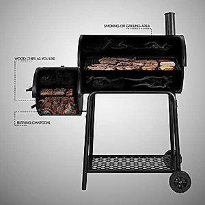 Royal Gourmet CC1830F Charcoal Grill with Offset Smoker, Black