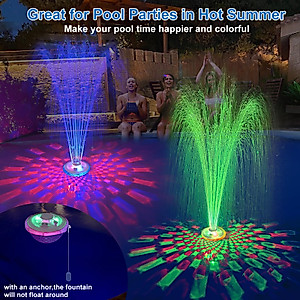 LanAqua Floating Pool Fountain with Underwater Light Show,Pool Water Fountain Rechargeable Battery Powered,2 Spray Modes Pool Fountain Pump for Inground Above Ground Pools-1PC