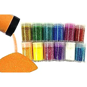 AMORNPHAN Fine Glitter Set 12 Colors, Glitter Powder for Crafts DIY Resin Projects Tumblers Nail Makeup Slime, A Variety of Colors and Infinite Creativity 10 g/0.35 oz Each