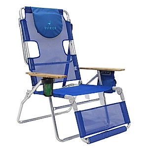 Ostrich Altitude 3-N-1 Lightweight Lawn Beach Reclining Lounge Chair with Footrest, Outdoor Furniture for Patio, Balcony, Backyard, or Porch, Blue