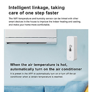 WiFi Temperature Humidity Sensor: Indoor Thermometer Hygrometer with App Alert, Free Data Storage Export, Smart Temperature Humidity Monitor for Home Pet Greenhouse, Compatible with Alexa (1-Pack)