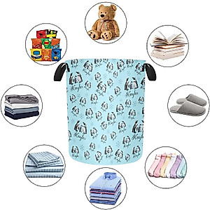 Personalized Penguin Laundry Hampers with Name/Text for Teen Boys Girls Room, Laundry Basket Dirty Clothes Hamper for Bedroom Laundry