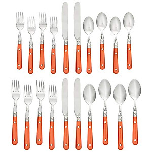 Ginkgo International Le Prix 20-Piece Stainless Steel Flatware place Setting, Persimmon, Service for 4