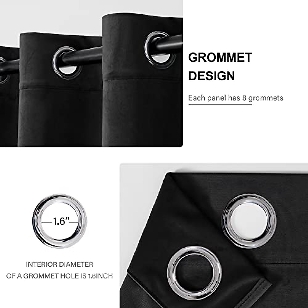 NICETOWN Black Doorway Curtain Panel Room Divider Blackout Velvet Curtains 80 Inch Grommet Drapes Thermal Insulated Energy Efficient Window Treatment for Kitchen, 1 Panel, W42 x L80 Inch