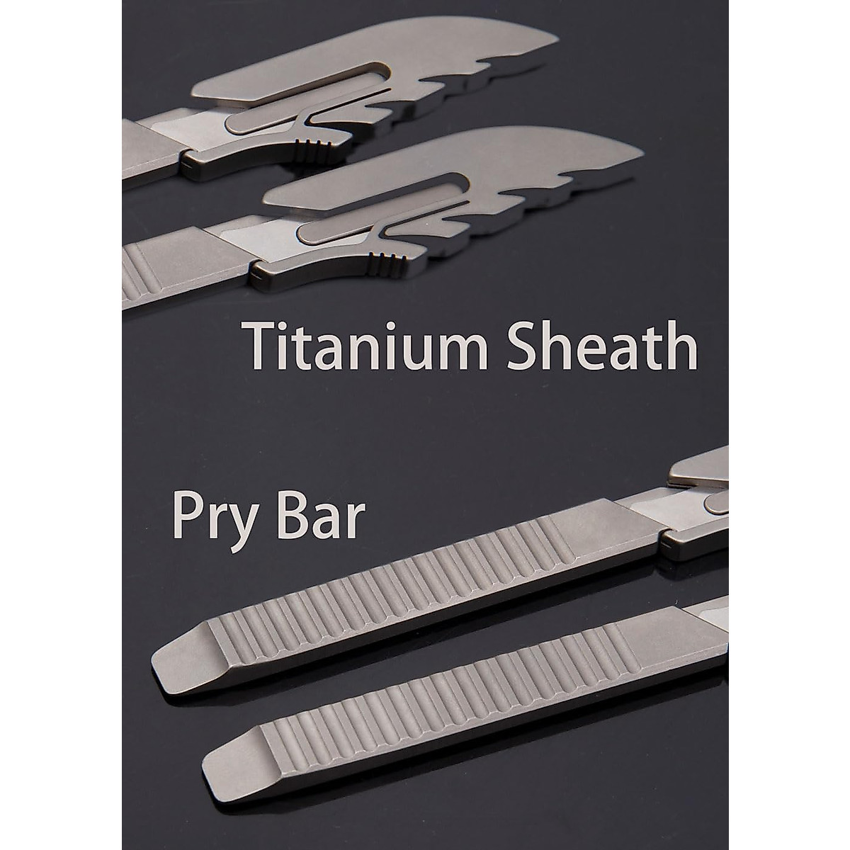 ainhue A5 Pocket Scalpel Utility Knife, 10pcs #24 Blades, 5 inch TC4 Titanium Pry Bar, EDC Multi-Tool Craft Knives for Box Opening, Paper Cutting