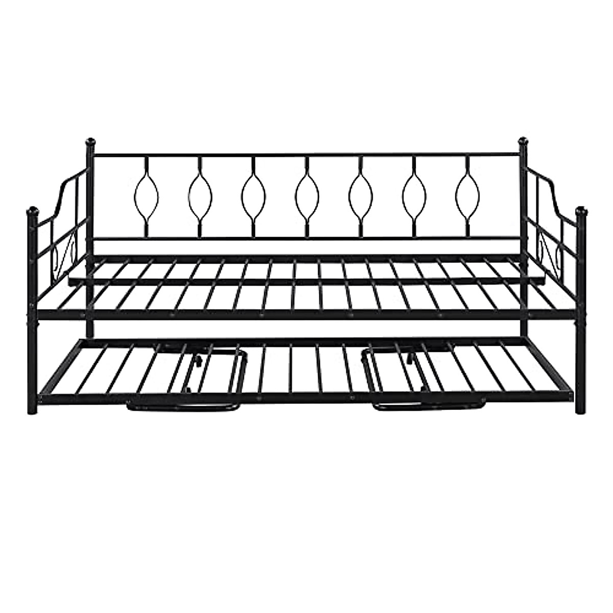 LUSPAZ Full Size Extendable Bed with Pop Up Trundle, Twin to King Daybed with Pull Out Trundle for Adults, Kids