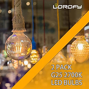 Globe Led Light Bulbs 3W 2700K 25 Watt Equivalent, E26 Dimmable Warm White 300LM High Brightness Round Vanity Light Bulbs, G25 Vintage Bulbs, G80 Clear Edison Bulbs for Bathroom Mirror,Ceiling Fans