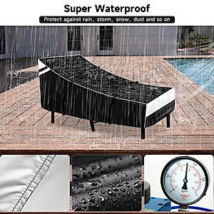 NEVERLAND Waterproof Patio Lounge Chair Cover, Outdoor Chaise Lounge Covers with Heavy Duty Material, 420D Waterproof Outdoor Chairs Cover 76L x 32W x 32H inch Black (2 PACK)