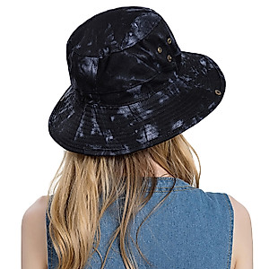 Goiwizz Women's Summer UV Protection Sun Hat Wide Brim Tie Dye Bucket Hat Packable Breathable Cotton Hat for Outdoor Beach Fishing Gardening Purple