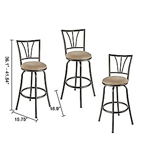 Cheyenne Stetson Adjustable Height Swivel Metal, Set of 3, Tan Barstool