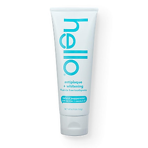 Hello Oral Care Fluoride Free Antiplaque and Whitening Toothpaste Vegan SLS Free with Tea Tree Oil Coconut Oil, Natural Peppermint, 4.7 Ounce