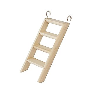 Natural Wood Ladder Toy with Hooks Climbing Bridge for Ferrets Chinchillas Small Rabbits Easy Connection to Wire Cage Hamster Ladder Toys