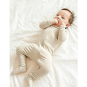 VAENAIT BABY Toddler Boys Girls Solid Footie Pajama Cozy Modal Ivory 0-3M