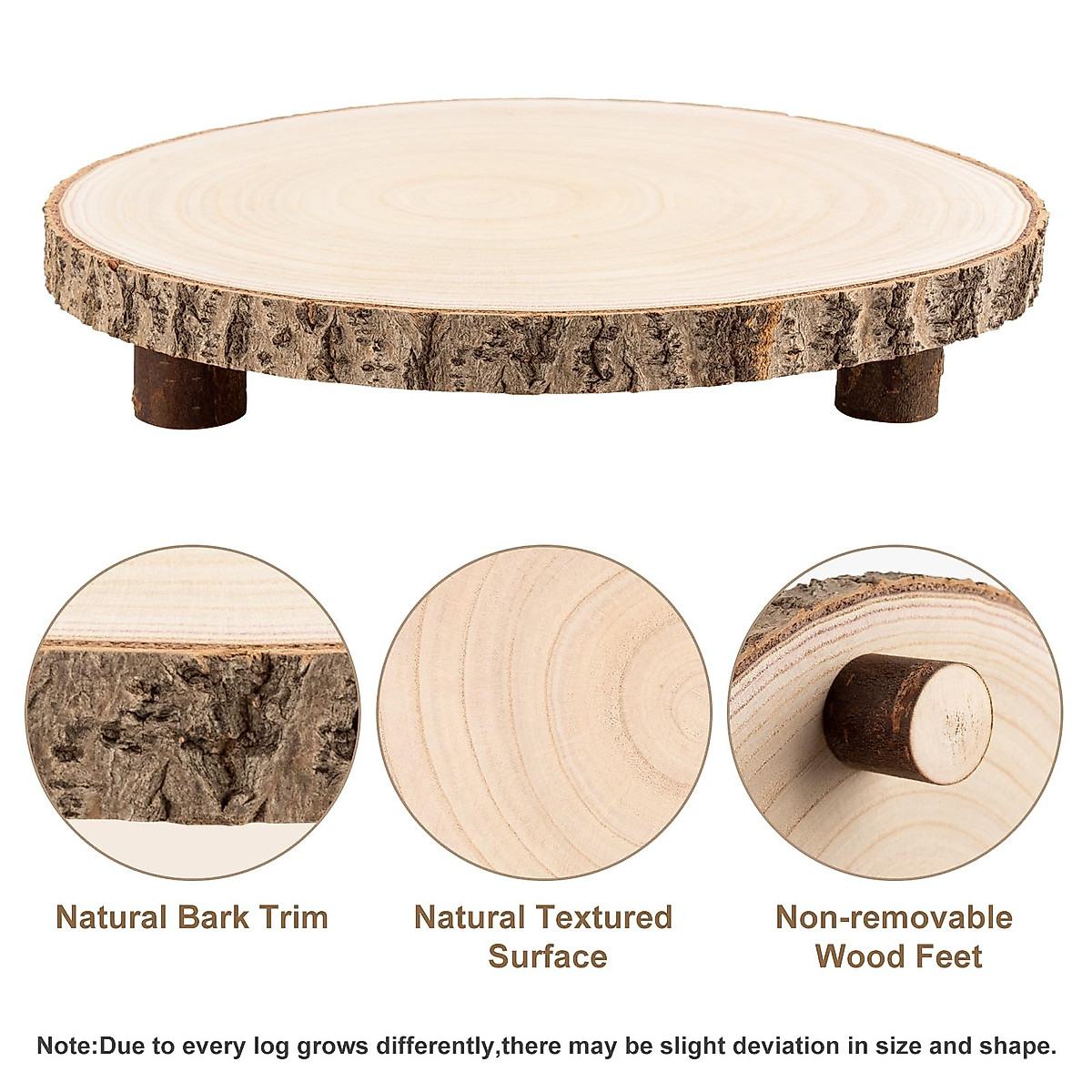 Wood Cake Stand, 10-11 Inch Wood Slice With Legs, Rustic Cake Stand, Wood Slice Cake Stand, for Wedding Table Centerpieces, Woodlandthemed Parties, Event, Birthday Party