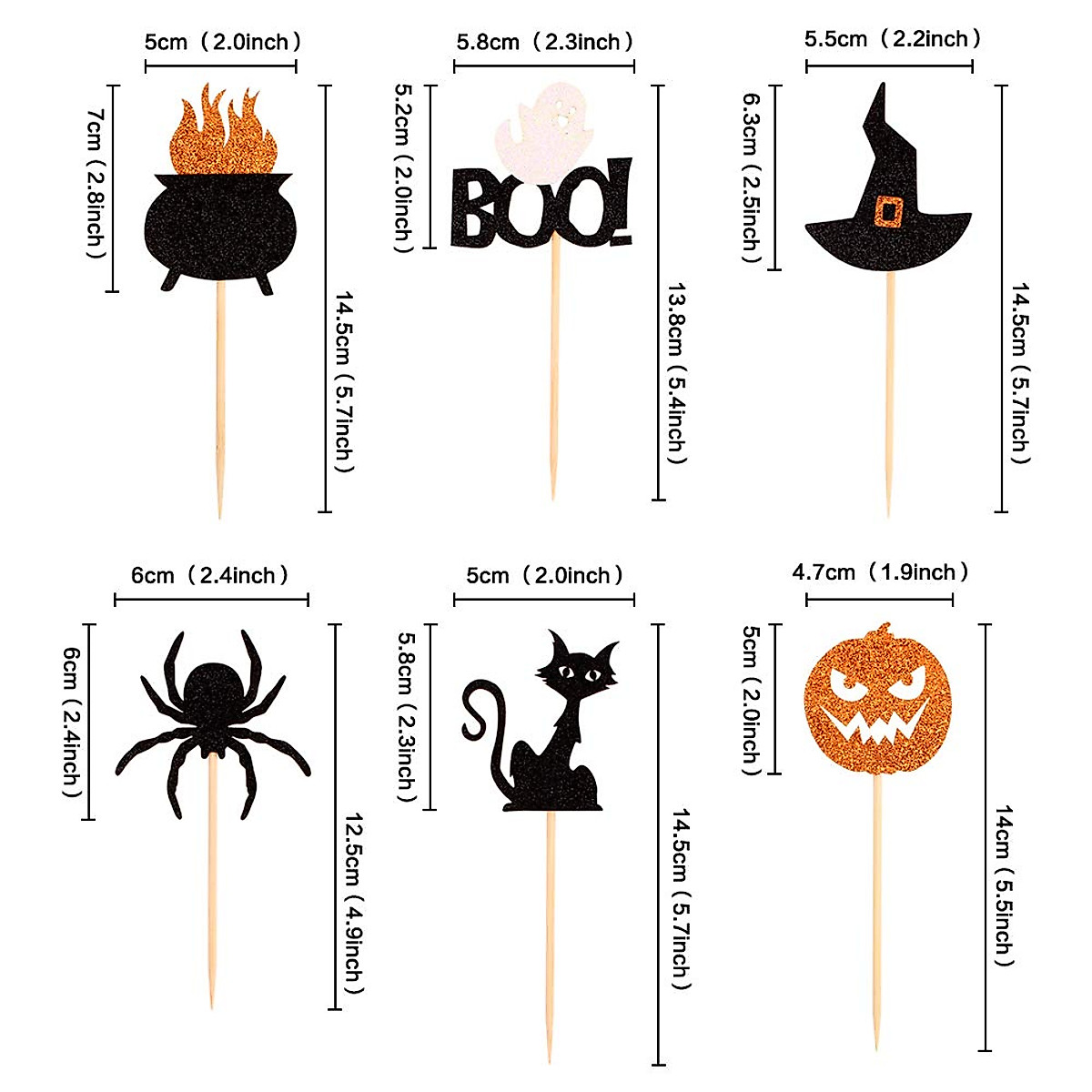 36 pcs Halloween Ghost Boo Glitter Cupcake Toppers Ghost Boo 36 Pack Cupcake Topper muffin for Halloween, Birthday, Decoration Party Supply