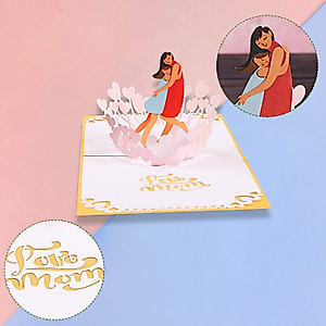 CUTE POPUP - 3D Birthday Pop Up Card for Mom, Handcrafted Greeting Card, Funny Pop Up, Unique Note Card and Sparkling Envelope, Premium Paper - Thinking of You Card for Women, Best Wishes 6''x6''