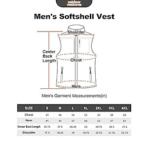 Outdoor Ventures Men's Running Vest Outerwear, Lightweight Windproof Fleece-Lined Softshell Sleeveless Jacket for Golf