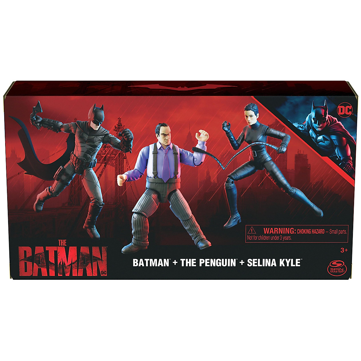 DC Comics, Batman 3-Pack with Exclusive 4” Batman, Selina Kyle, The Penguin Action Figures, 3 Accessories, Batman Movie Kids Toys (Amazon Exclusive)