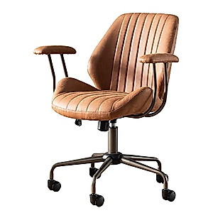 ovios Chair with Mid Back Support Armrest Executive Rolling Swivel Height Adjustable Task Chair for Home Office Desk Computer,Living Room,Studying (Brown)