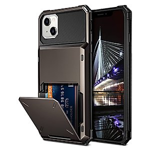 Vofolen Case for iPhone 13 Case Wallet 4-Card Holder ID Slot Flip Door Hidden Pocket Anti-Scratch Dual Layer Hybrid TPU Bumper Armor Protective Hard Shell Back Cover for iPhone 13 6.1 Gun Metal