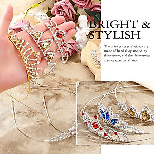 Jexine 32 Pieces Girls Princess Crown Girls Crown Tiara Princess Tiara Colorful Crystal Rhinestone Headpiece Glitter Crown Headband Princess Hair Accessories for Wedding Prom Costume Birthday Party