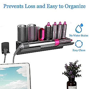 EUTRKei Storage Holder for Dyson Airwrap Curling Iron Accessories Wall Mounted, Metal Organizor Rack, Attachments Bracket Rack for Bedroom Bothroom, Black