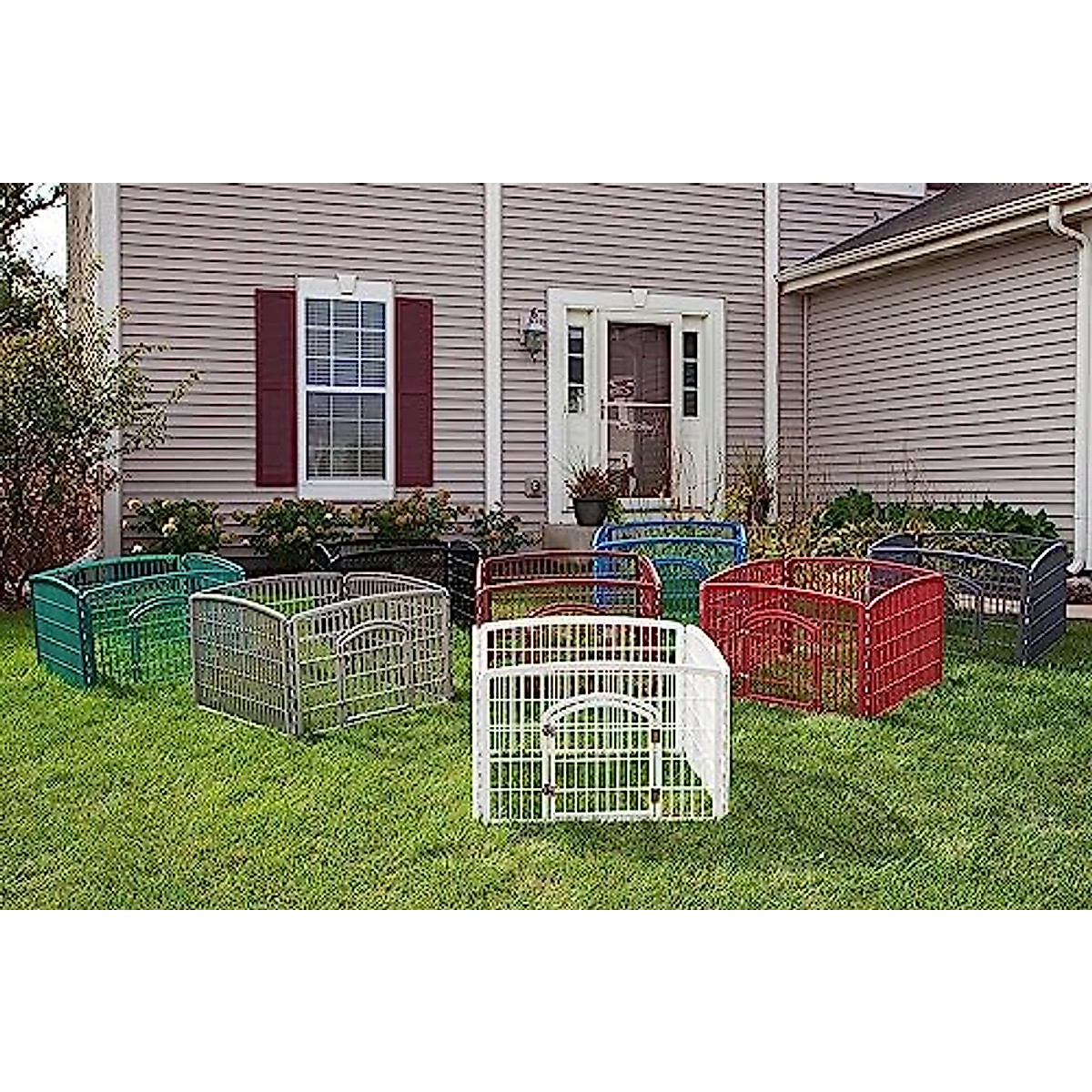 IRIS USA 24" Exercise 4-Panel Pet Playpen with Door, Dog Playpen, Puppy Playpen, for Small and Medium Dogs, Keep Pets Secure, Easy Assemble, Rust-Free, Heavy-Duty Molded Plastic, Customizable, White