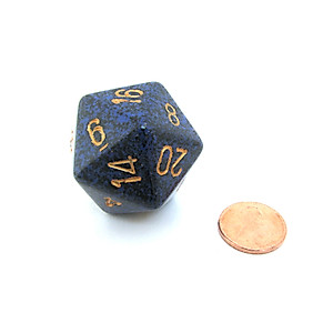 Jumbo d20 Counter - Speckled 34mm Dice: Golden Cobalt