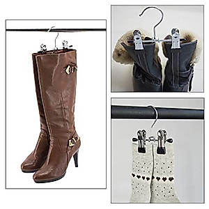 Yuyeran 10 Pcs/Set Space Saving Boots Hangers Double Adjustable Clips for Boots Socks Bags Hanging Organizer