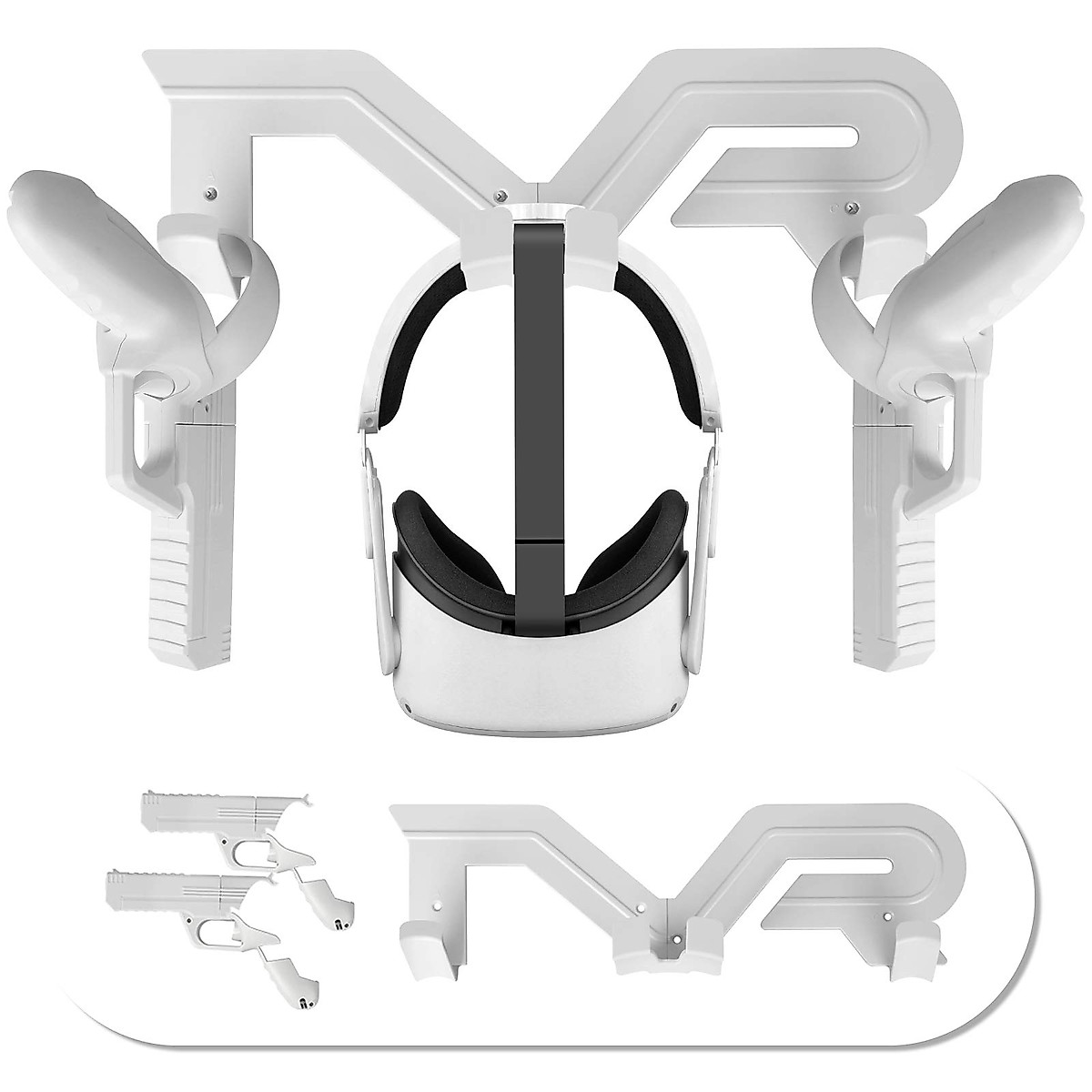 Esimen VR Headset Wall Mount Storage Stand Hook for Oculus Quest 2 Grip Game Gun Pistol Case(White)