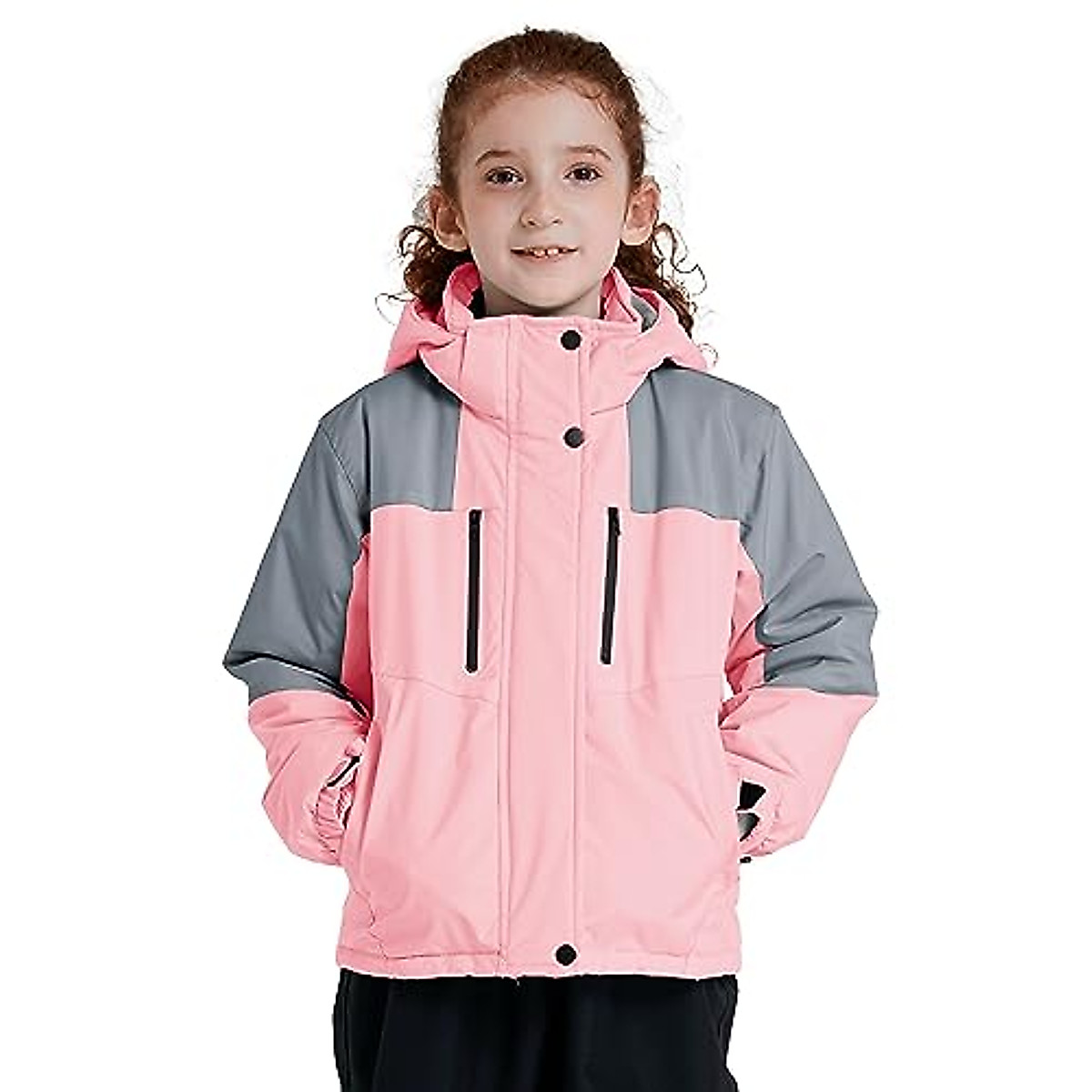 ZSHOW Girls' Ski Jacket Hooded Windproof Breathable Outerwear Warm Winter Coat(Coral Pink,14-16)