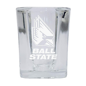 R and R Imports Ball State University 2 Ounce Square Shot Glass laser etched logo Design Officially Licensed Collegiate Product