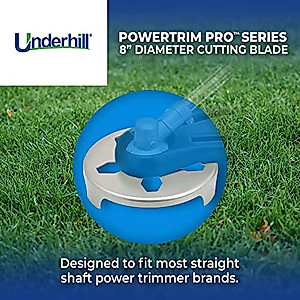 Underhill PowerTrim Pro Series Sprinkler System Heads Grass Cutter, Lawn Trimmer, 8" Diameter Round Cutting Blade, Garden Yard Tools, PTC-008