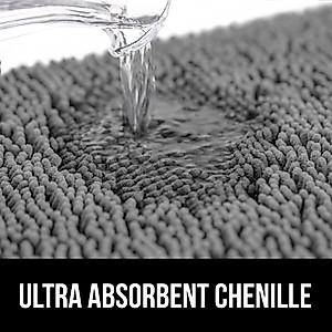 Gorilla Grip Bath Rug and Area Rug Set, Bath Rug Size 30 x 20 in, Shaggy Machine Washable Mats, Area Rug Set Size 22 x 19 x 15 in and 30x20, Absorbent Washable Mats, Both in Gray, 2 Item Bundle